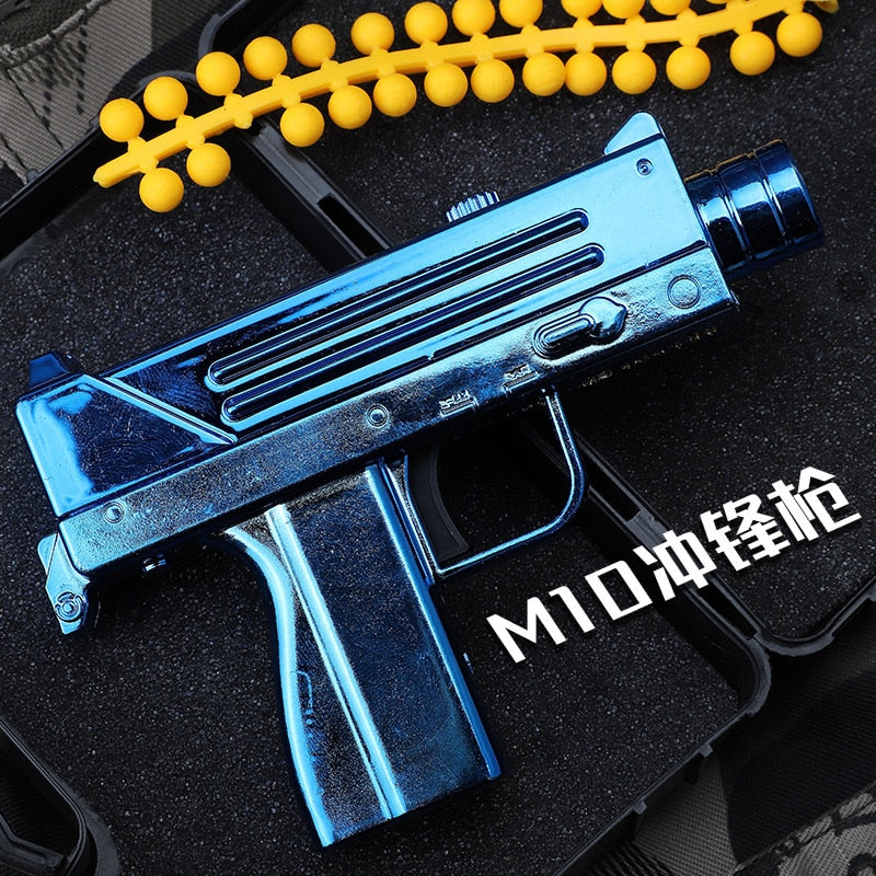 Toy Gun Mini Alloy MP7 M10 Revolver Model Pistol Gold Soft Bullet Subm ...